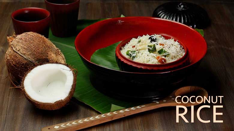 Coconut Rice Recipe - How to make South Indian Coconut Rice by Yummefy ...