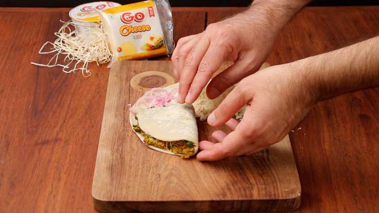 Cheesy Tortilla Wrap Indian Style | Cheesy Roti Wrap Recipe | cheese ...